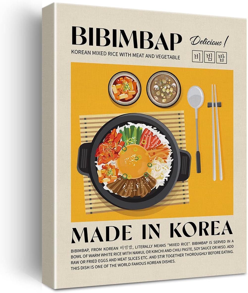 AatoeaX Modern Kitchen Wall Decor Art Korean Food Bibimbap Canvas Print ...