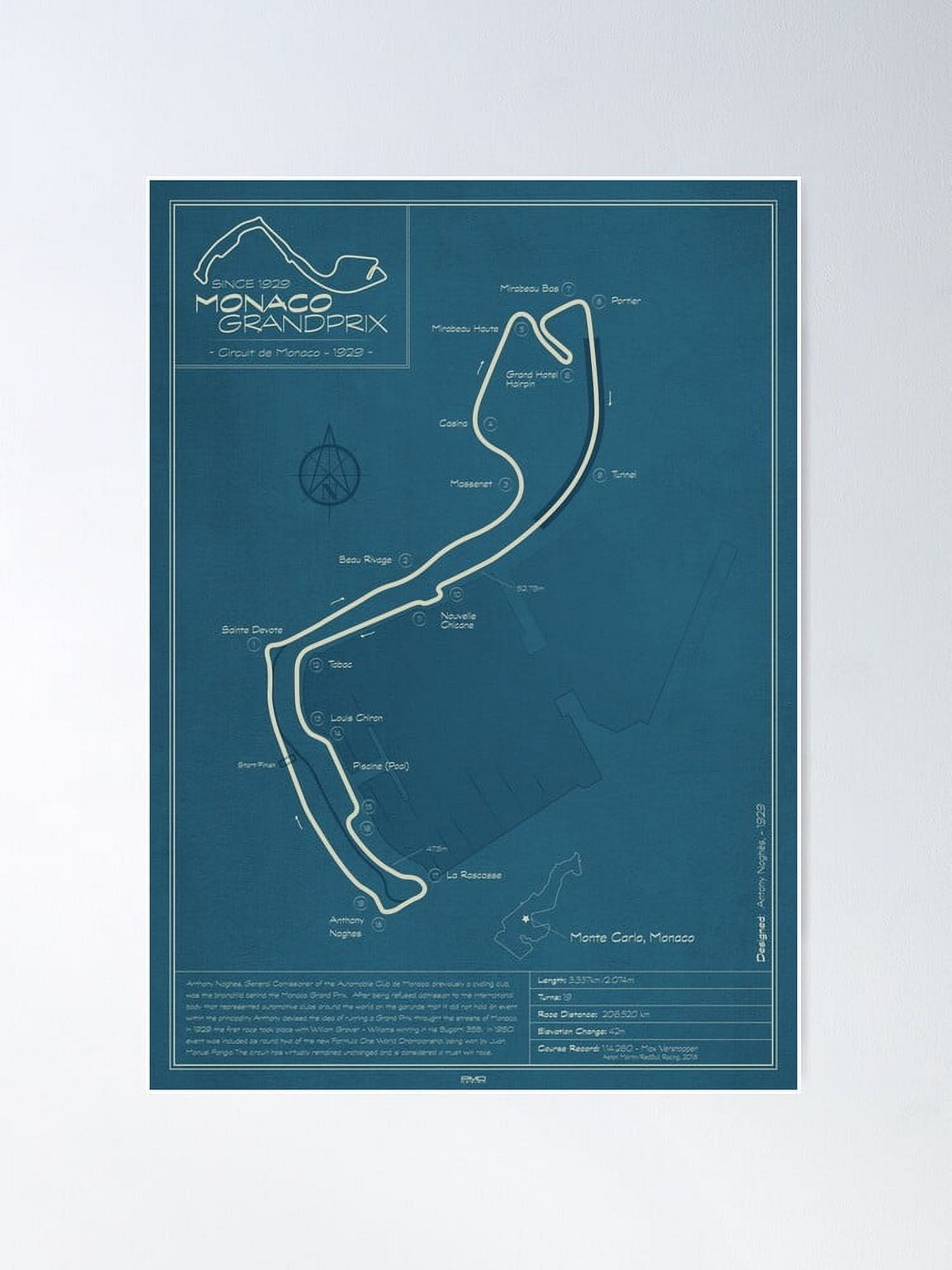 AatoeaX Monaco Track Map Poster Aesthetic Home Decor – Perfect for ...