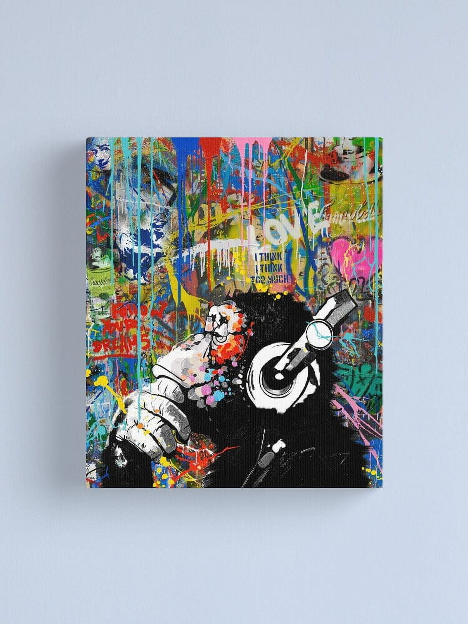AatoeaX Monkey Thinker - Banksy Urban Contemporary Colorful Street Art ...