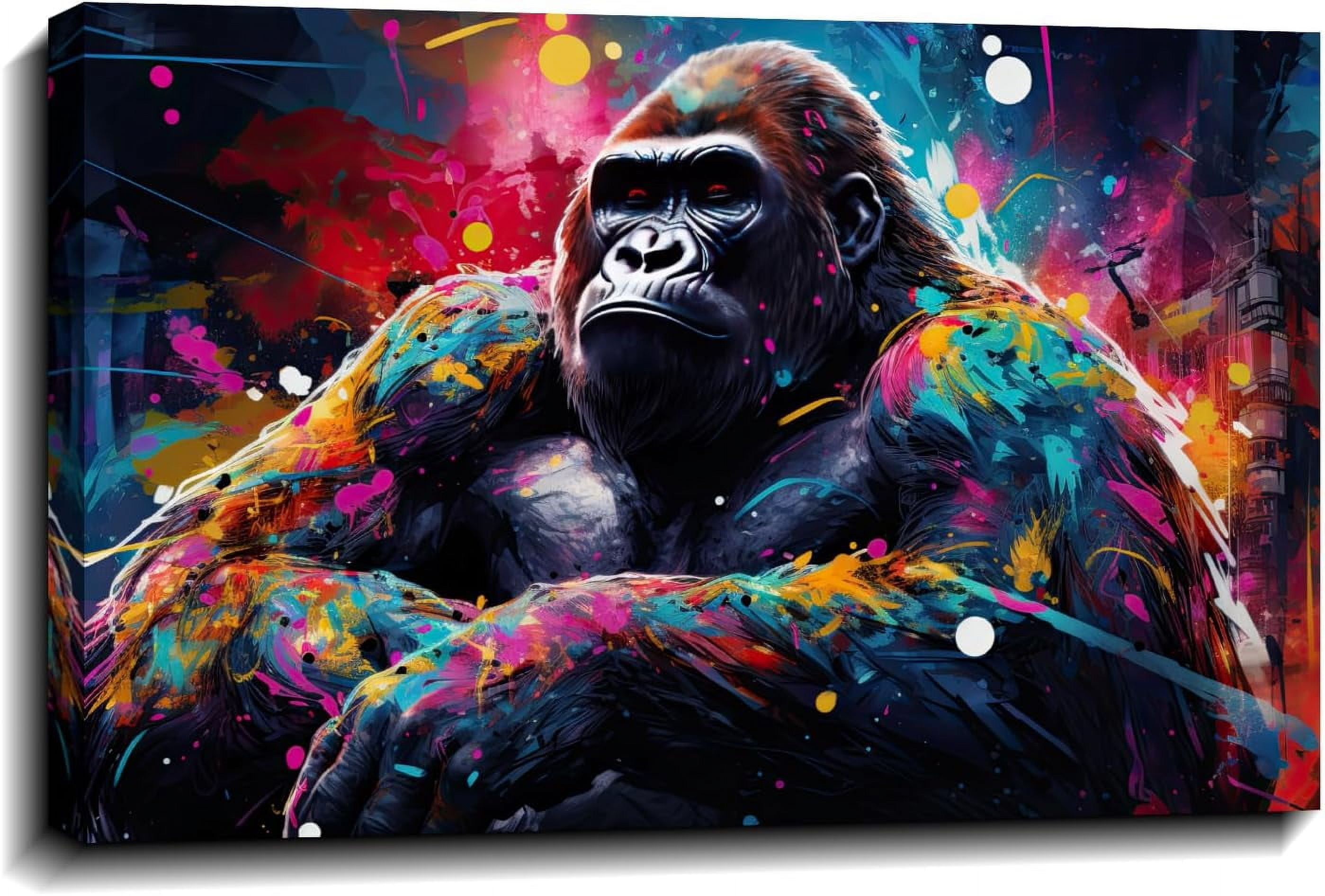 AatoeaX Monkey Wall Art Colorful Chimp Pictures Canvas Print Street ...