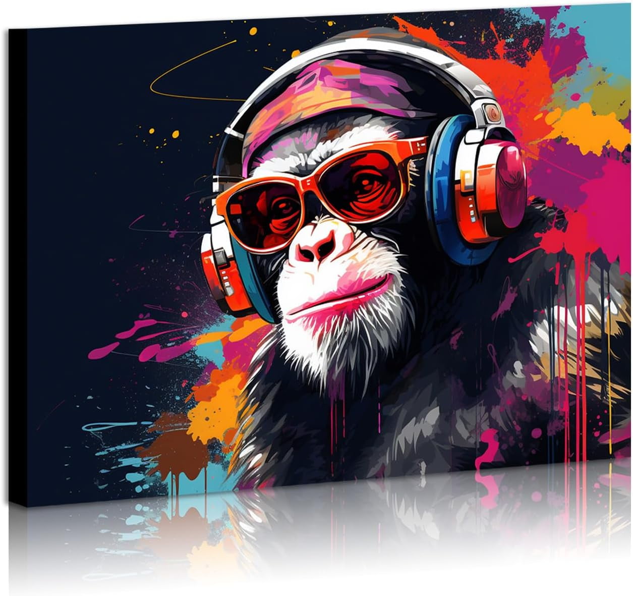AatoeaX Monkey With Headphones Framed Wall Art Monkey Pop Art Cool Ape ...