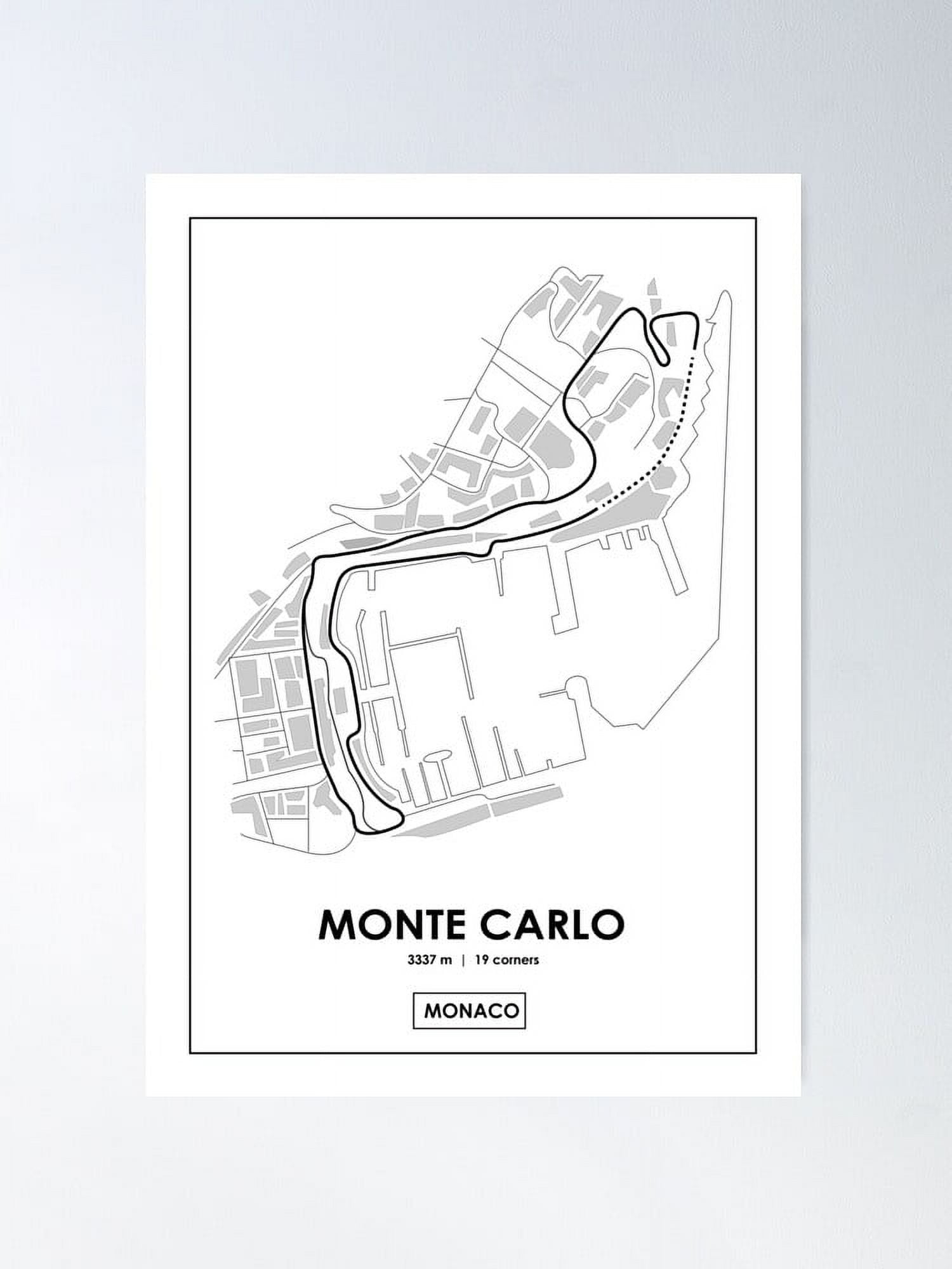 AatoeaX Monte Carlo - Monaco Track Map Poster Modern Wall Art Canvas ...