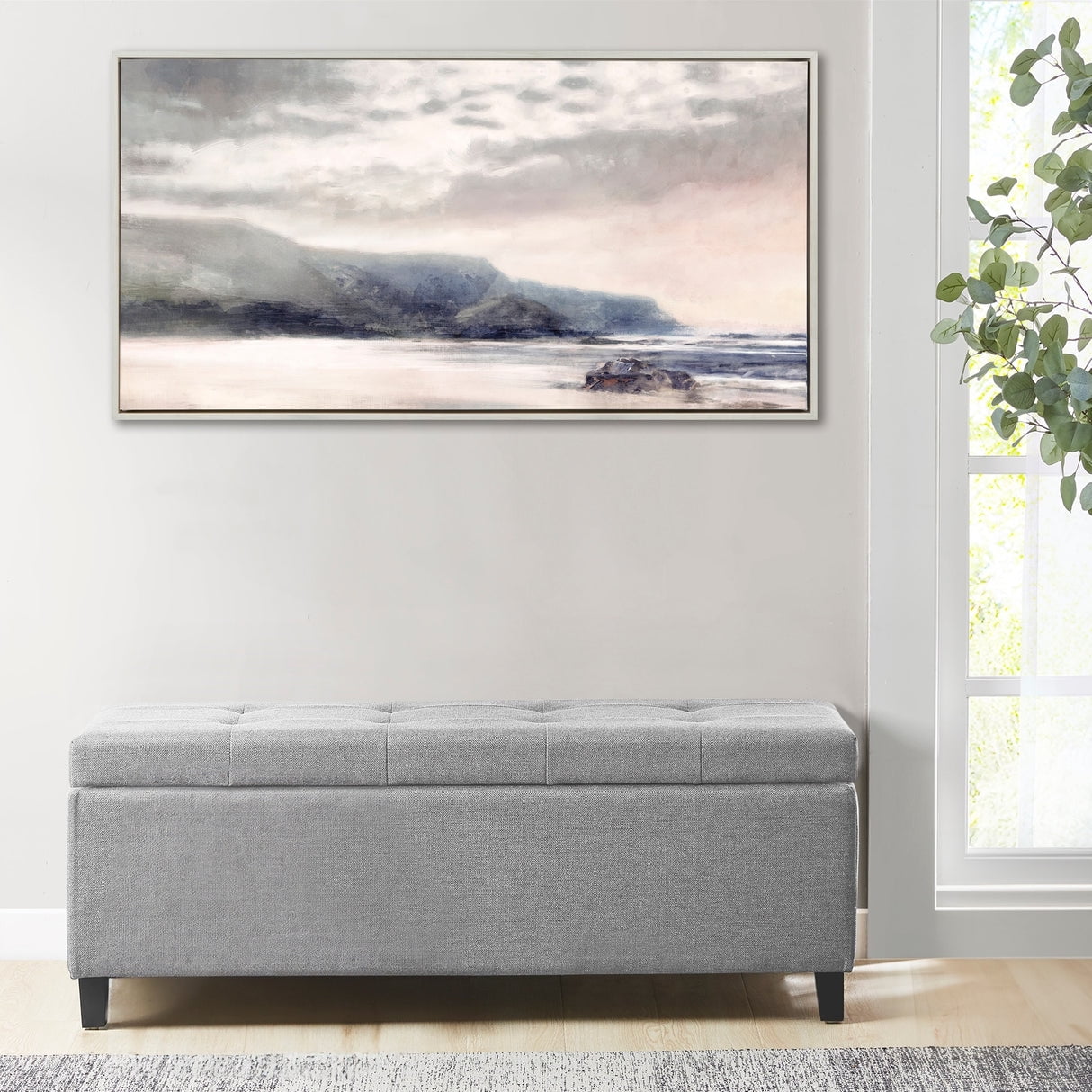AatoeaX Moody Coast Hand Embellished Landscape Canvas Wall Art Modern ...