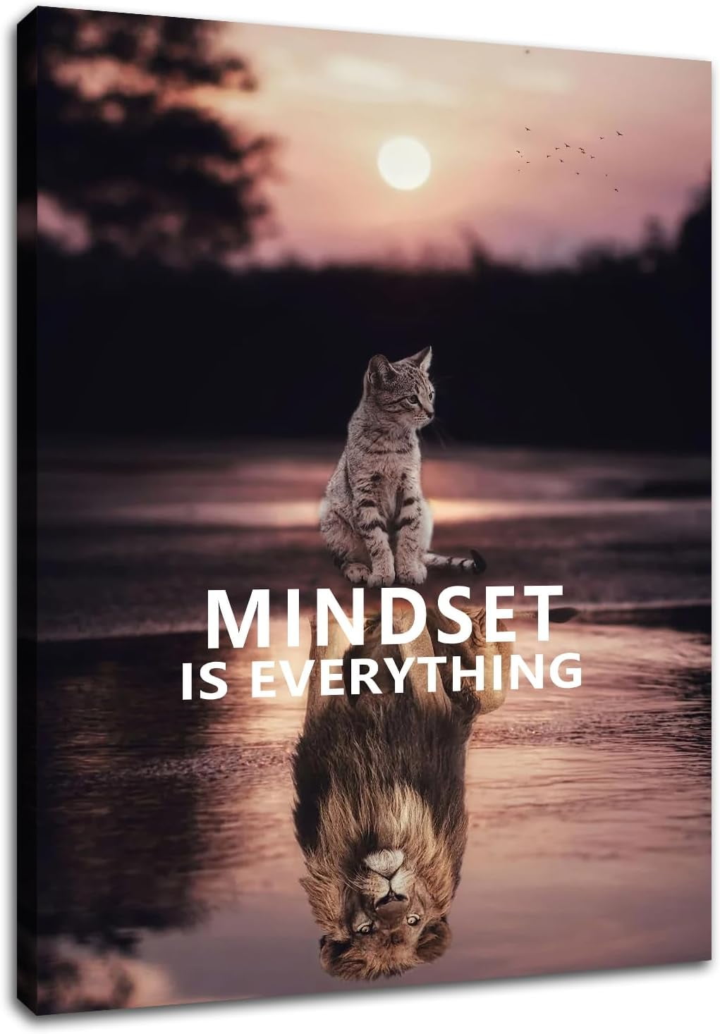 AatoeaX Motivational Canvas Wall Art With Cat and Lion Picture ...