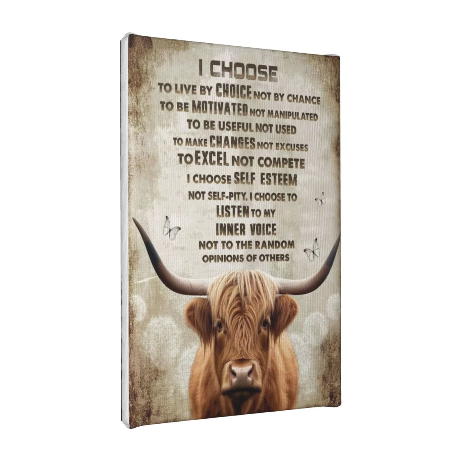 AatoeaX Motivational Highland Cow Canvas Wall Art Christian Highland ...