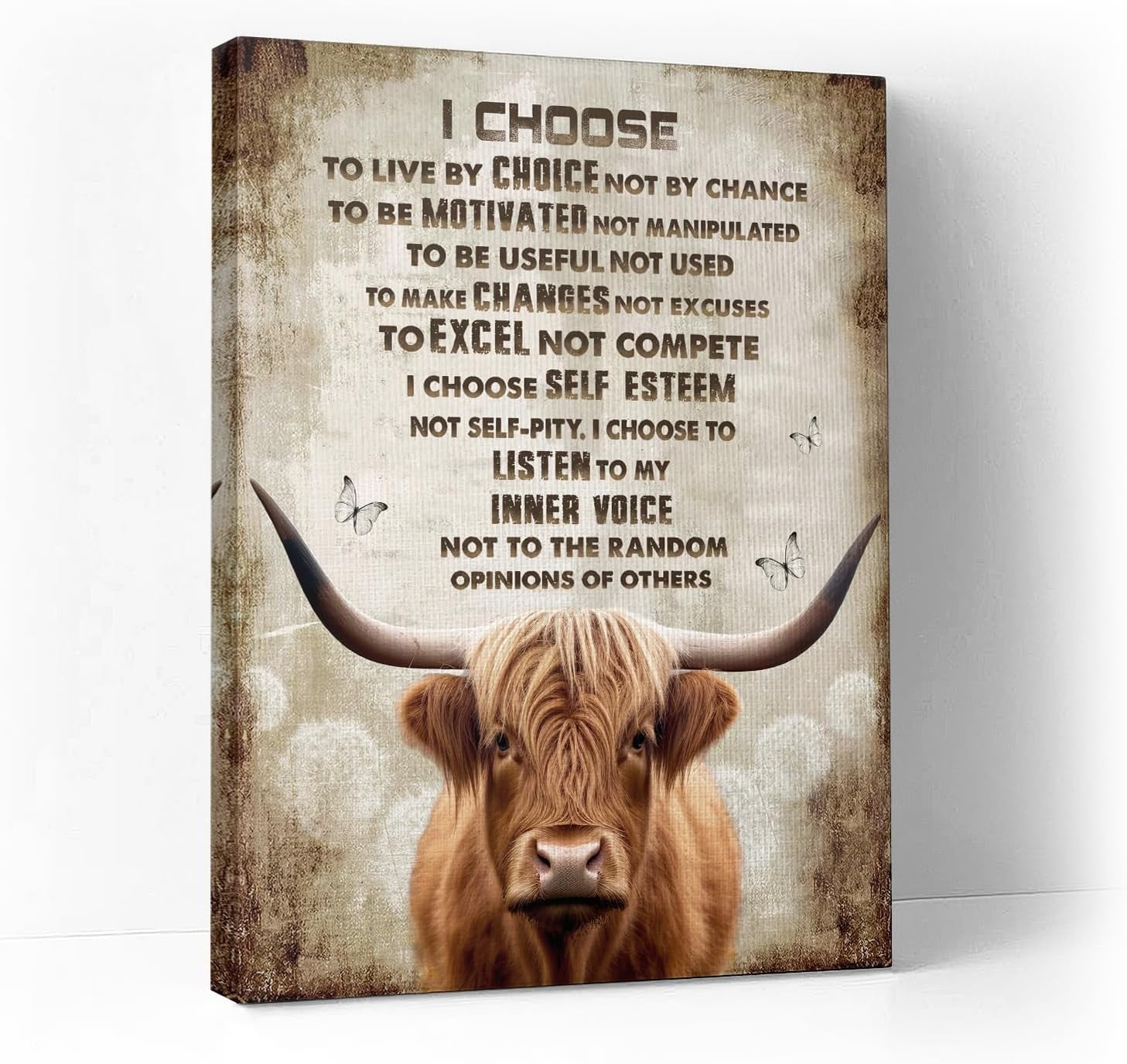 AatoeaX Motivational Highland Cow Canvas Wall Art Christian Highland ...