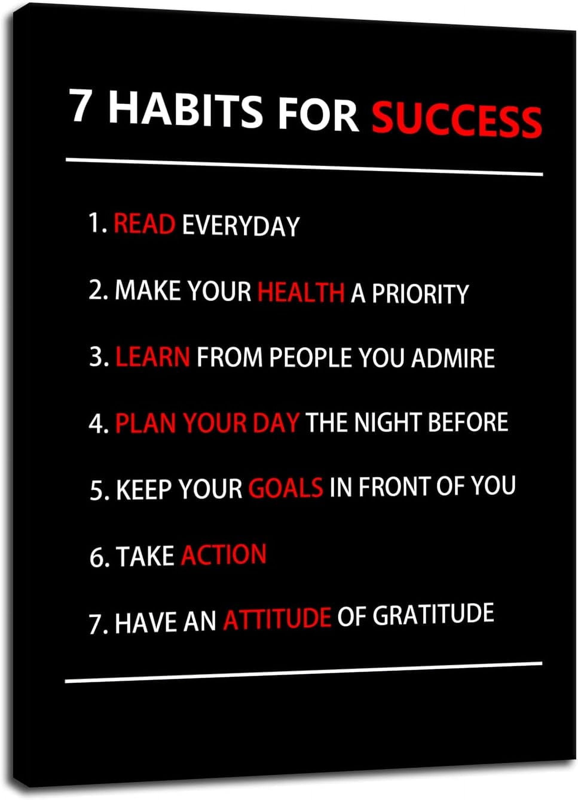 AatoeaX Motivational Poster 7 Habits For Success Inspirational Canvas ...
