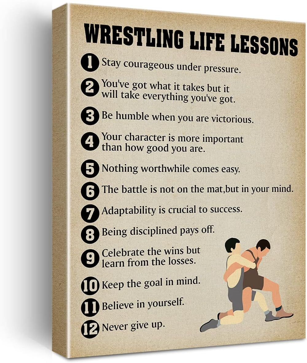 AatoeaX Motivational Wrestling Life Lessons Wall Decor Art Retro Sports ...