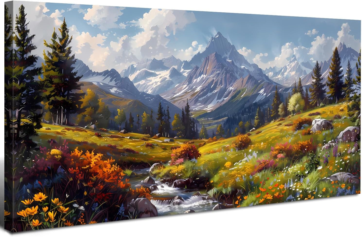 AatoeaX Mountain River Wall Art Abstract Landscape Wall Decor Living ...