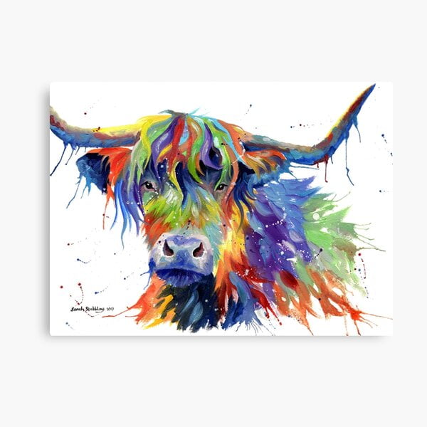 AatoeaX Multicolour Highland Cow Canvas Print Modern Wall Art Canvas ...