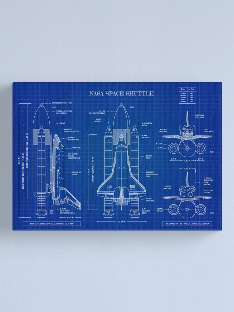 AatoeaX NASA Space Shuttle (Blueprint) Canvas Print Modern Wall Art ...