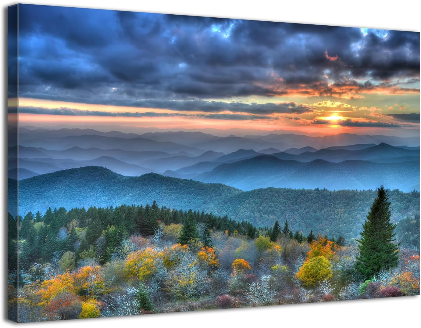 AatoeaX Nature Mountain Canvas Wall Art Blue Ridge Parkway Mountains ...