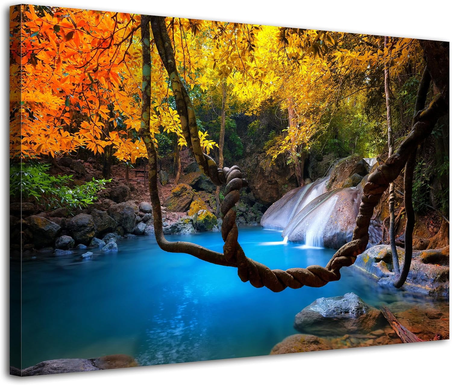 AatoeaX Nature Waterfall Wall Art Tropical Forest Landscape Canvas Wall ...