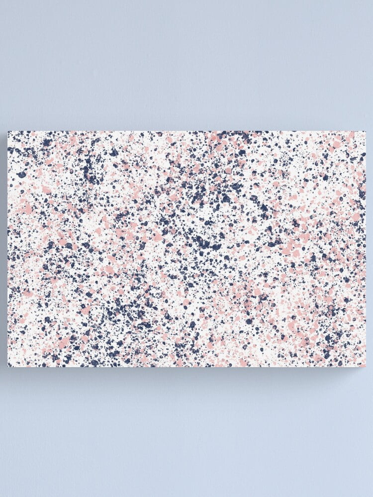 AatoeaX Navy Blue and Blush Pink Ink Spatter on White Canvas Print ...