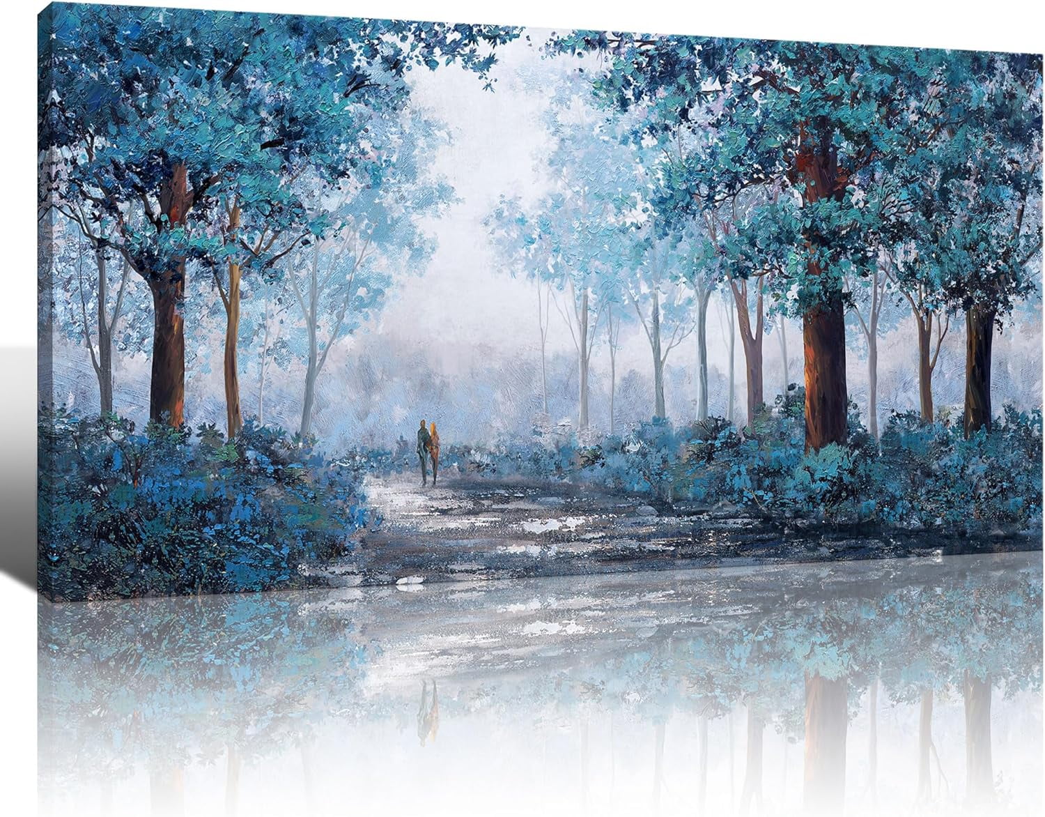 AatoeaX Navy Blue Wall Art Wall Art Multi-layered Paint Overlay Effect ...