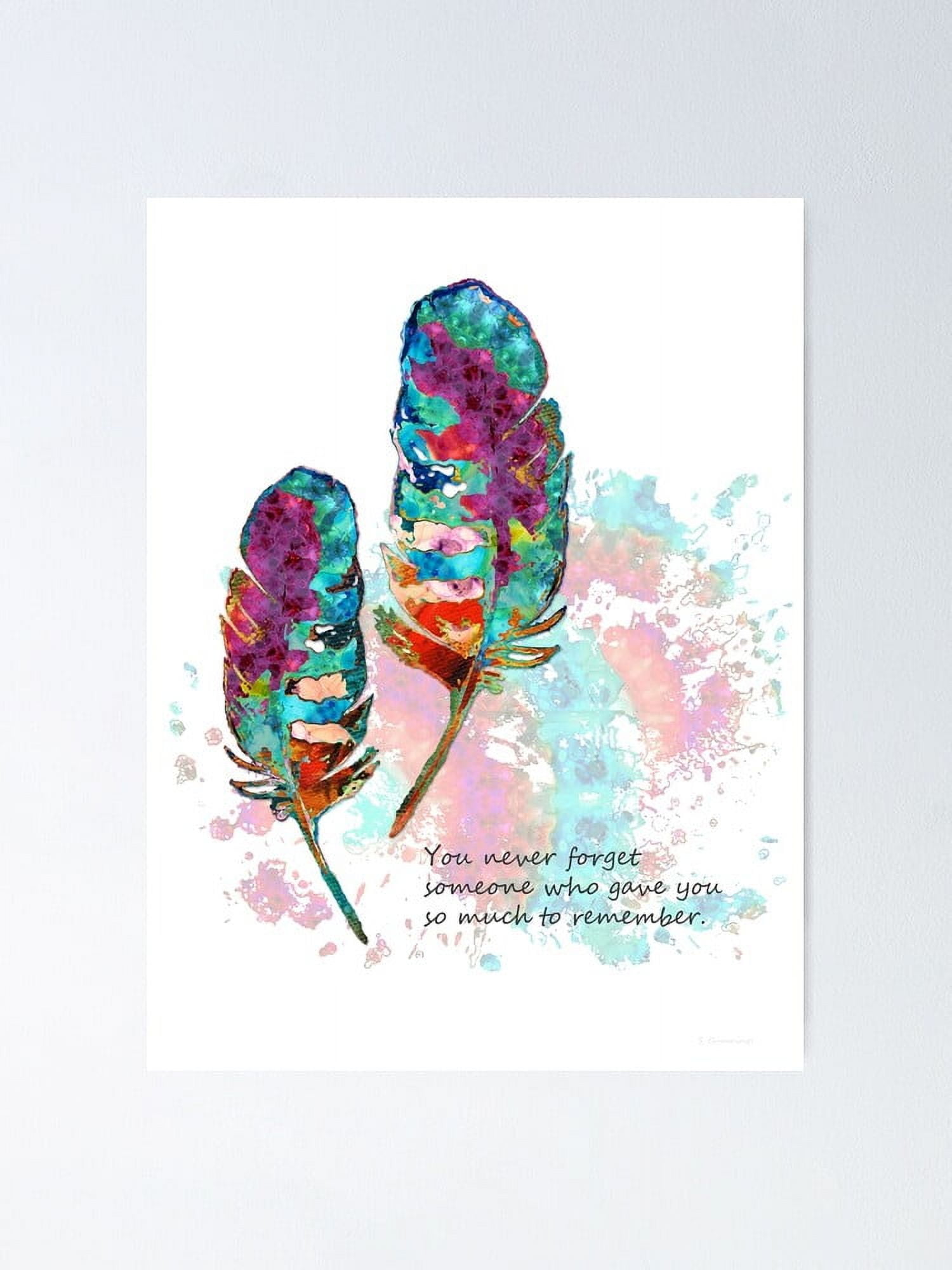 AatoeaX Never Forget Colorful Feather Comforting Art Poster Modern Wall ...