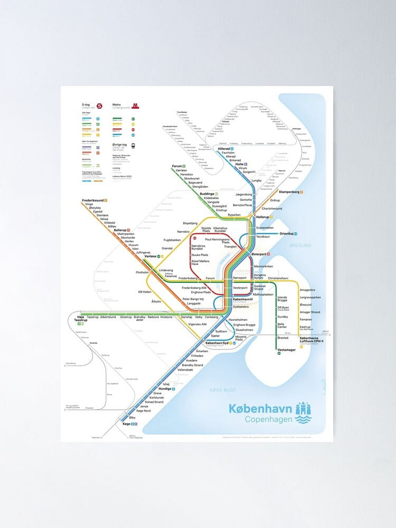 AatoeaX New rapid transit map of Copenhagen, (June 22, 2024) Poster Modern Wall Art Canvas ...