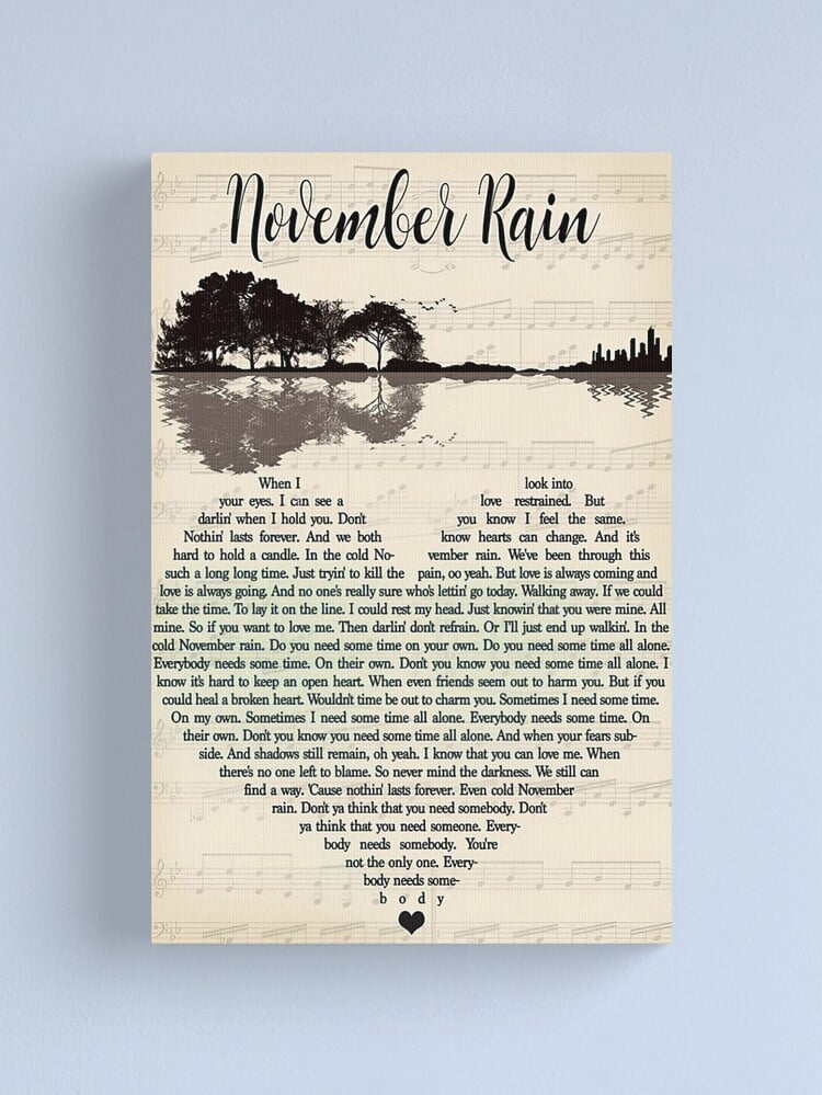 AatoeaX November Rain Lyrics Guitar Lake Canvas Print Modern Wall Art ...