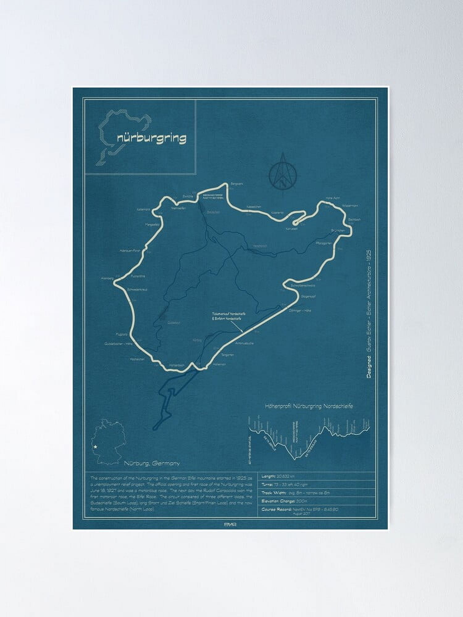 AatoeaX Nurburgring Nordschleife Track Map Poster Modern Wall Art ...