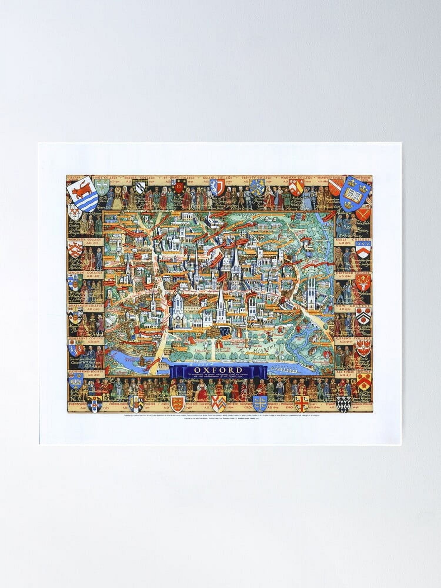 AatoeaX OXFORD university map ENGLAND dorm decor graduate Poster ...