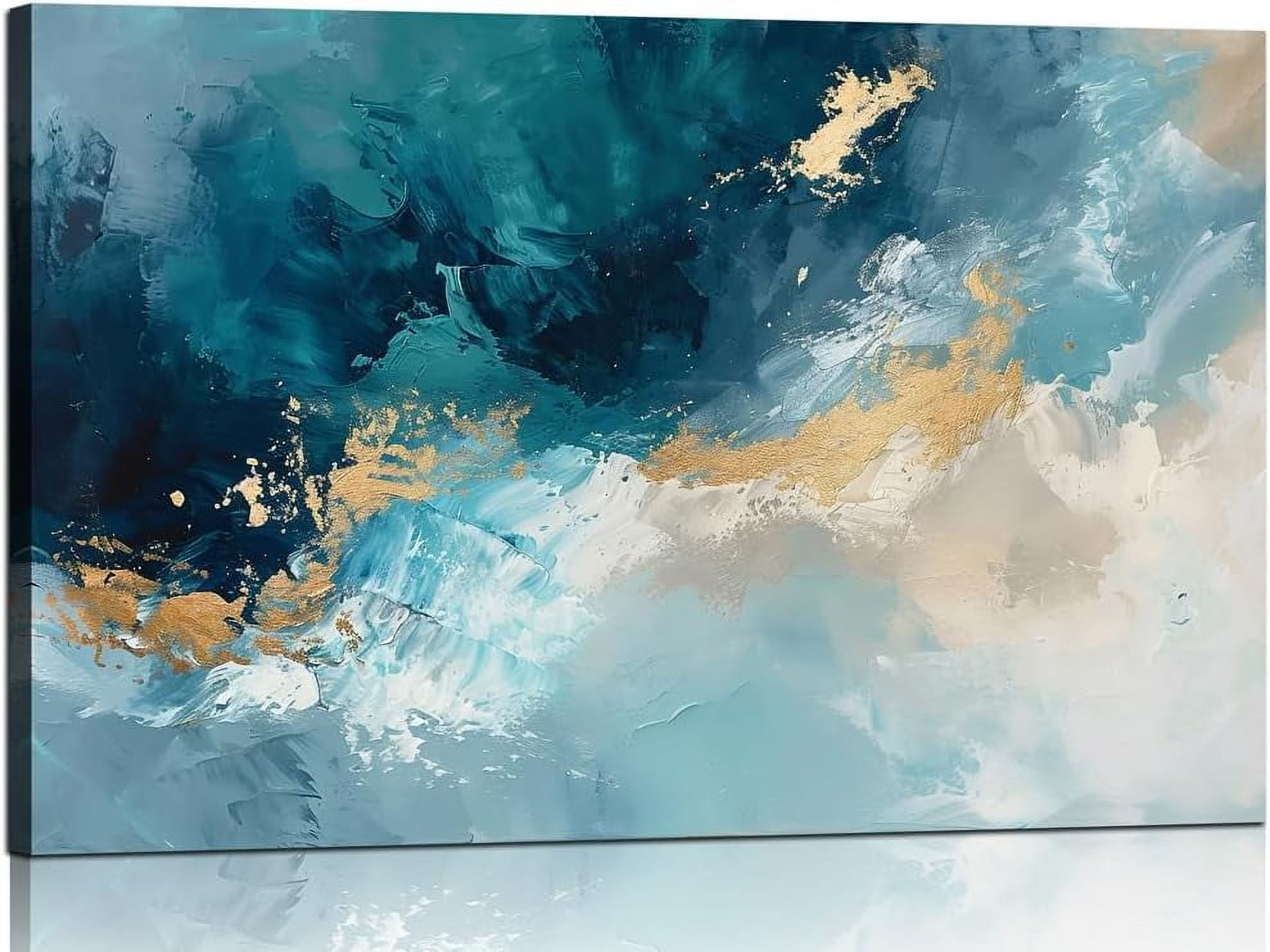 Aatoeax Ocean Wall Art Decor For Blue Abstract Seascape Canvas Picture