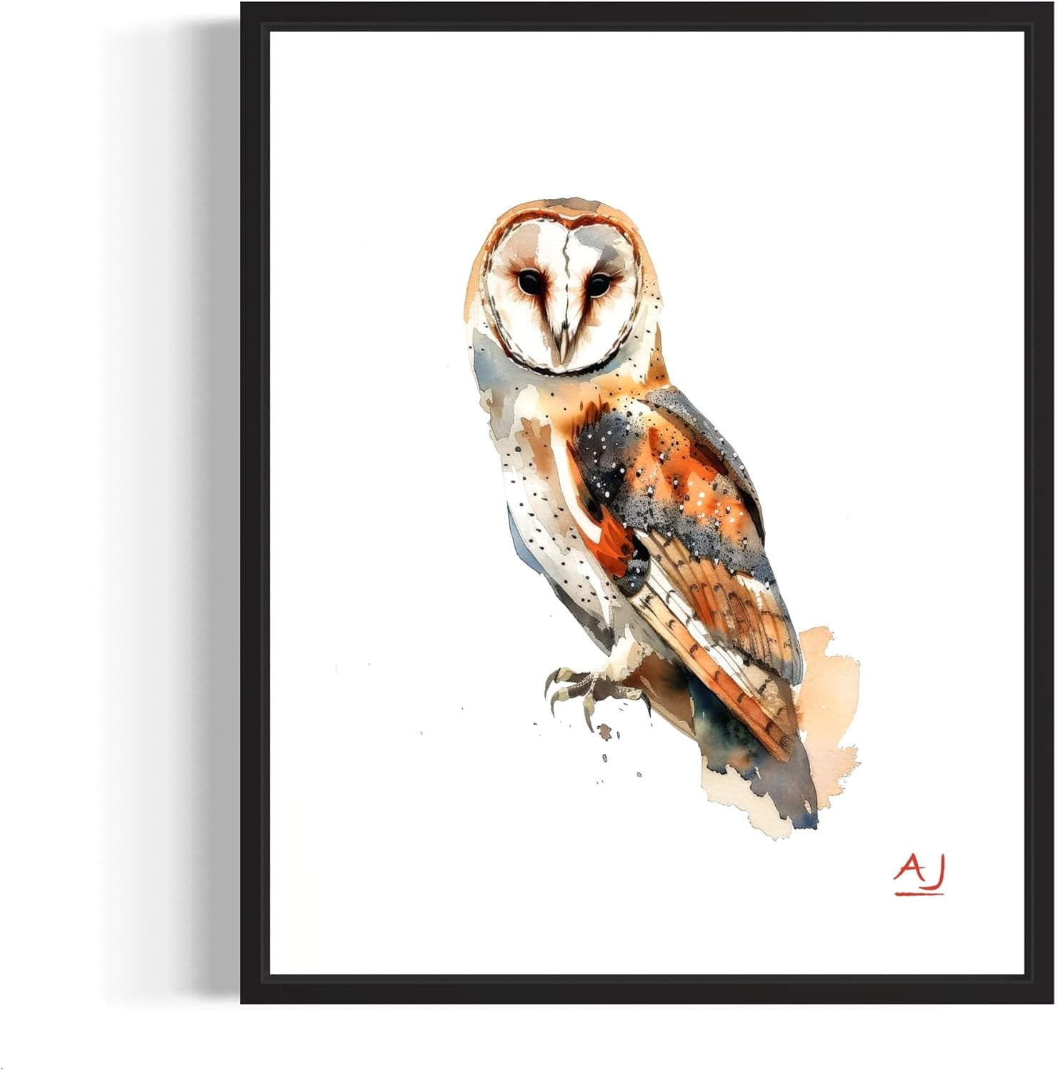 AatoeaX Owl Art Print Poster, Bird Watercolor Painting, Nature Animal ...
