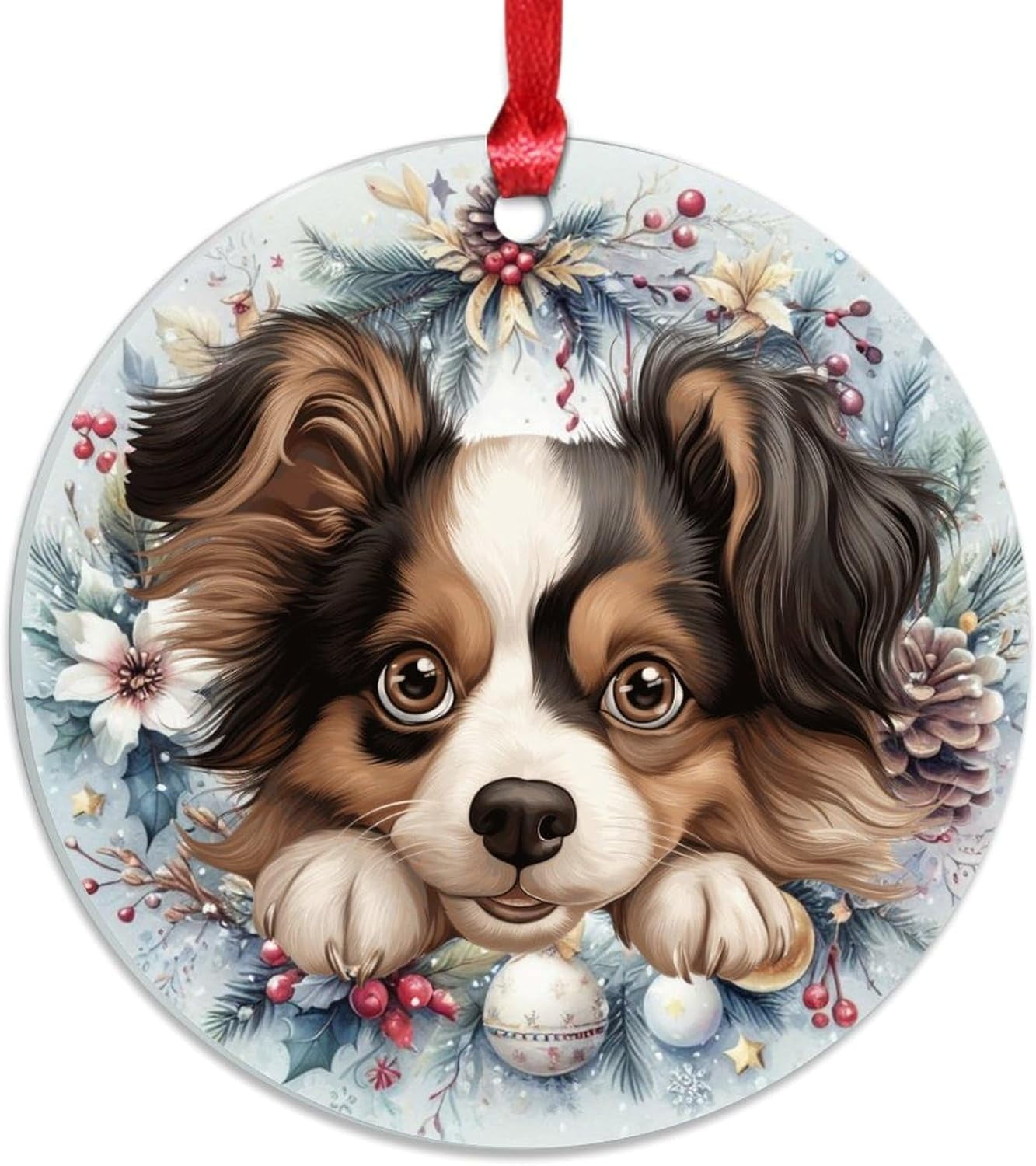 AatoeaX Papillon Christmas Ornament: Festive Dog Design, Transparent ...
