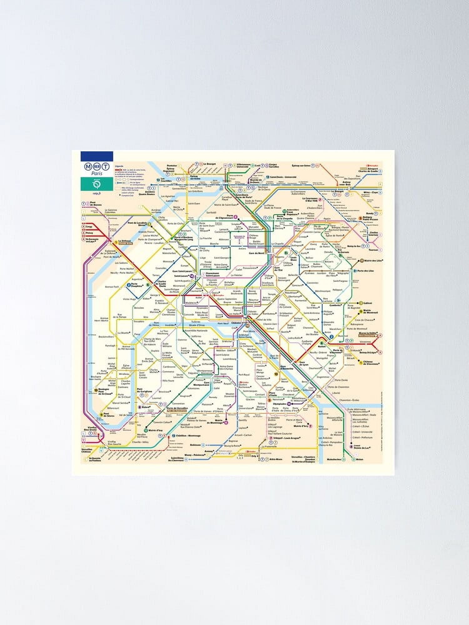 AatoeaX Paris Subway Map Poster Aesthetic Home Decor – Perfect for ...
