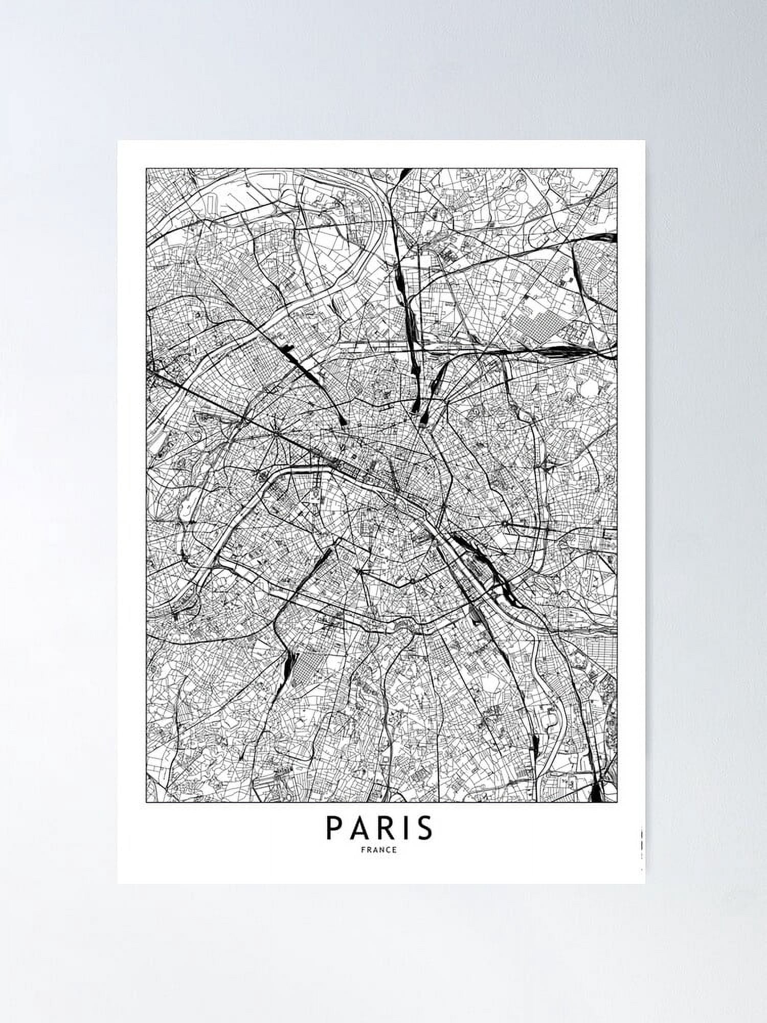 AatoeaX Paris White Map Poster Modern Wall Art Canvas Poster ...