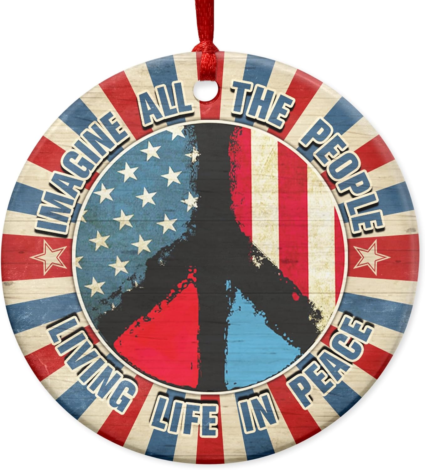 AatoeaX Patriotic Peace Sign Ornament: Retro Flag Motif, Transparent ...