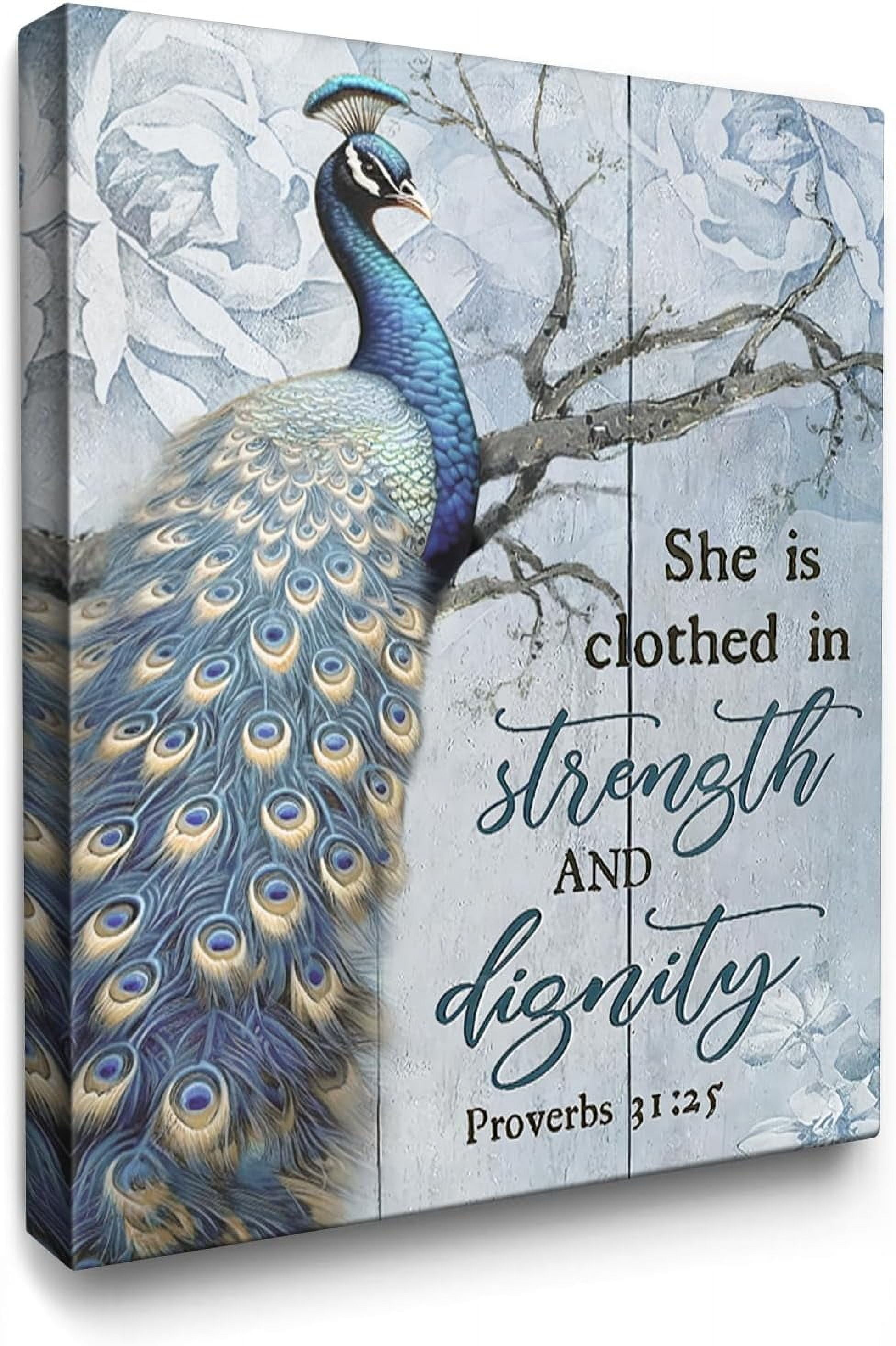 AatoeaX Peacock Canvas Wall Art Peacock Picture Wall Decor Bible Verse ...
