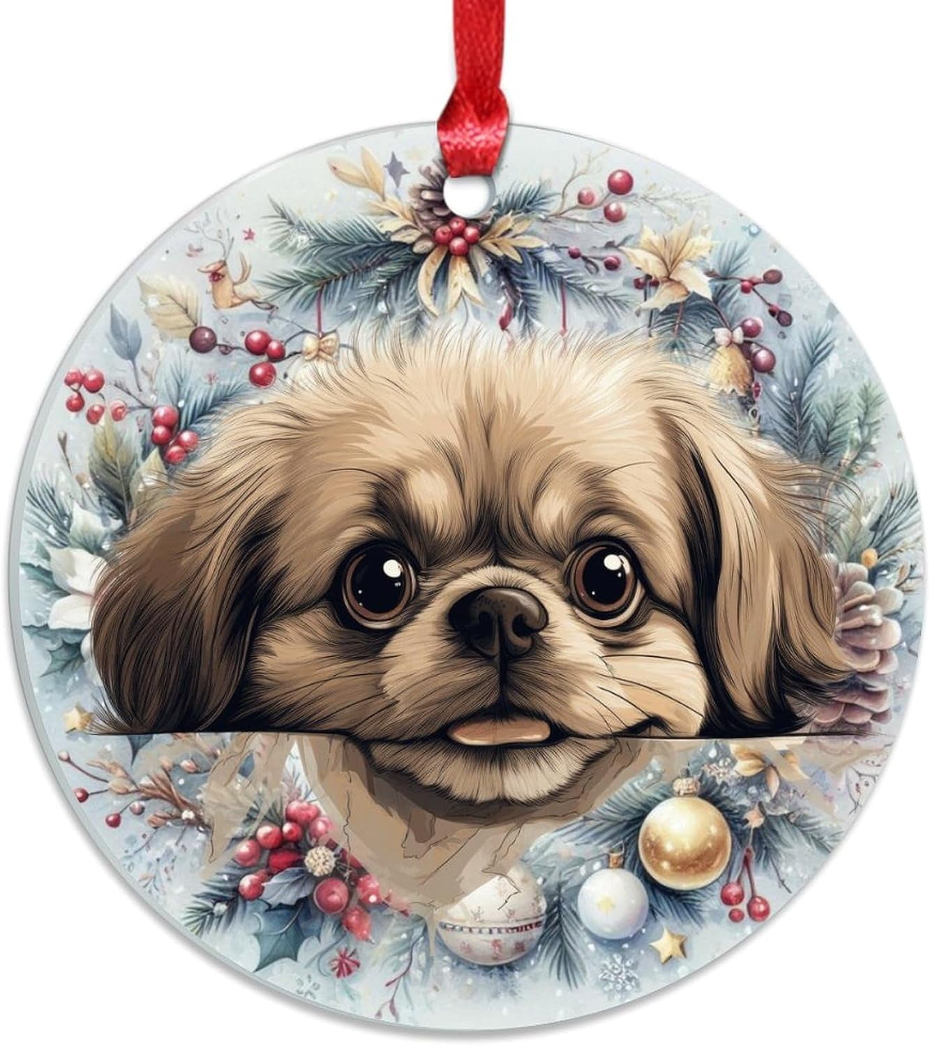 AatoeaX Pekingese Christmas Ornament: Festive Dog Design, Transparent ...