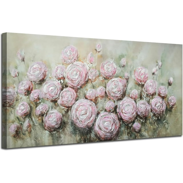 AatoeaX Pink Rose Wall Art Flower Canvas Painting Textured Floral ...