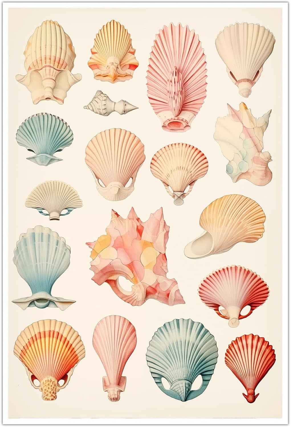 AatoeaX Pink Shell Wall Art Coastal Cowgirl Aesthetic Posters Seashell Watercolor Prints Beach ...