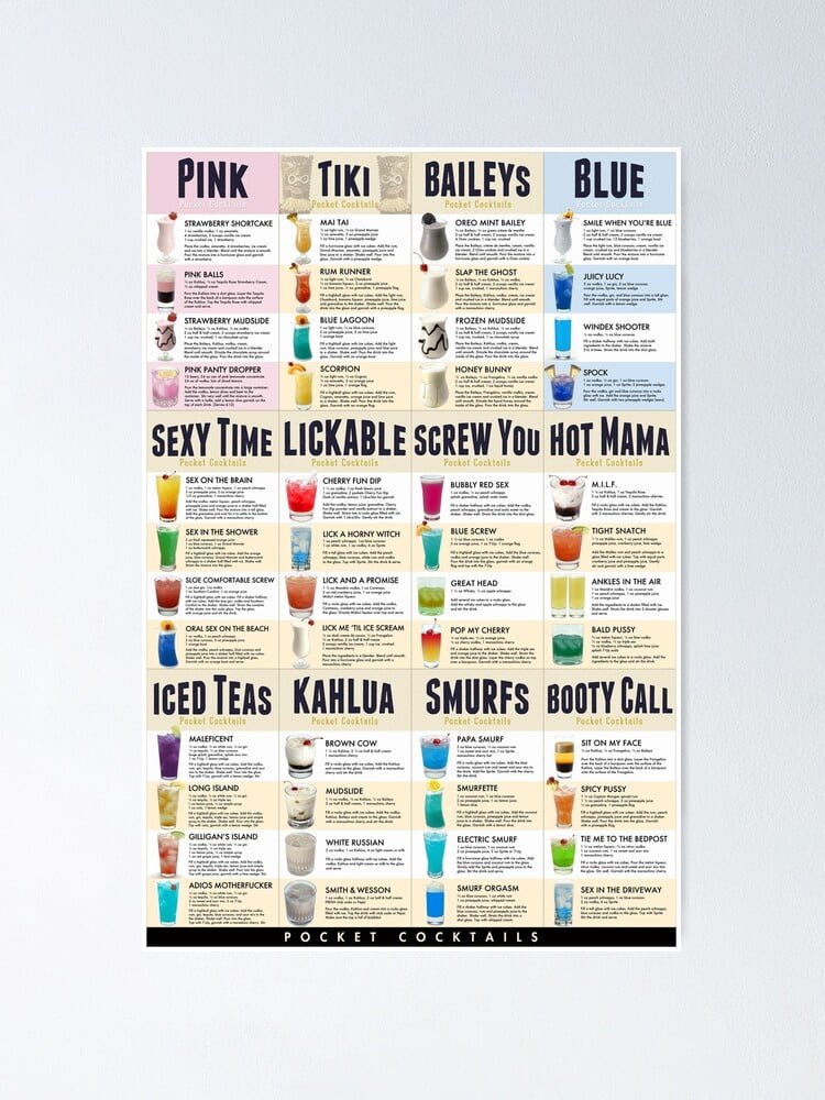 AatoeaX Pocket Cocktails Poster Board - 48 Top Cocktail Recipes Poster ...