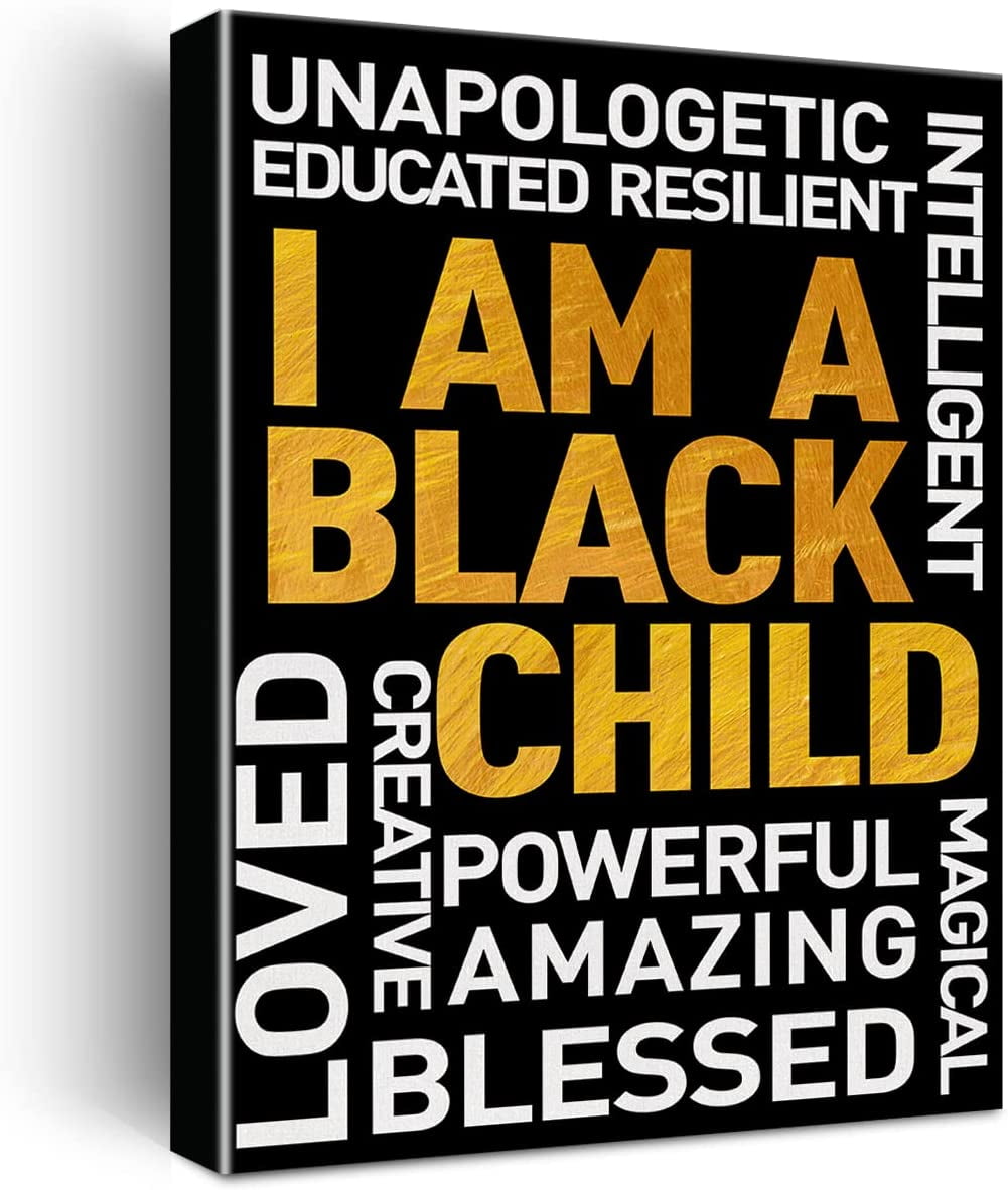 AatoeaX Positive Black Child Wall Art Canvas Print Inspirational I am a ...