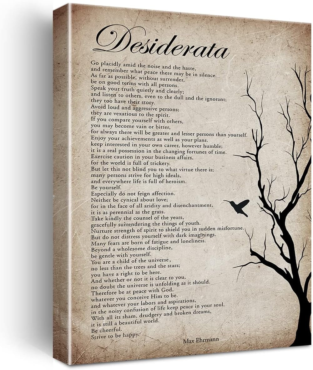 AatoeaX Positive Desiderata Poem Wall Art Canvas Print Vintage Poster ...