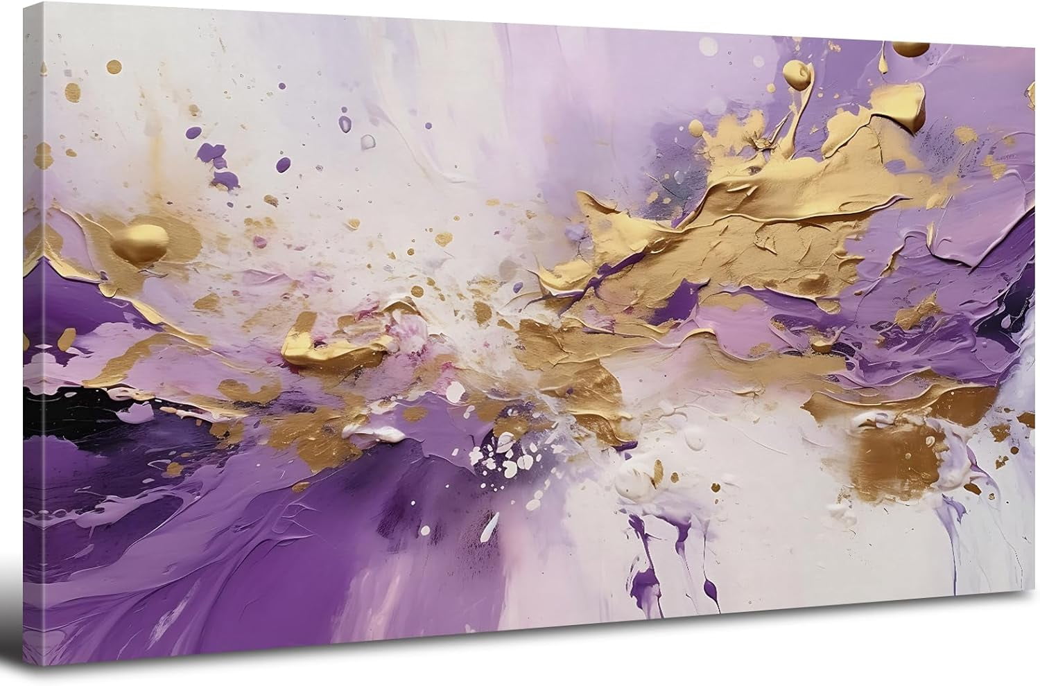 AatoeaX Purple Abstract Canvas Wall Art Living Room Purple and Gold ...