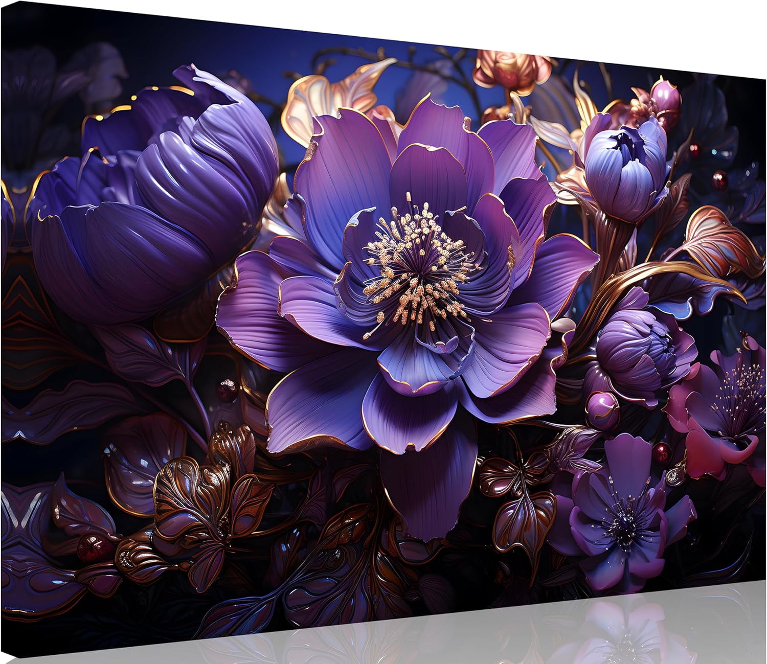 AatoeaX Purple Canvas Art Purple Flower Canvas Abstract Purple Flower ...