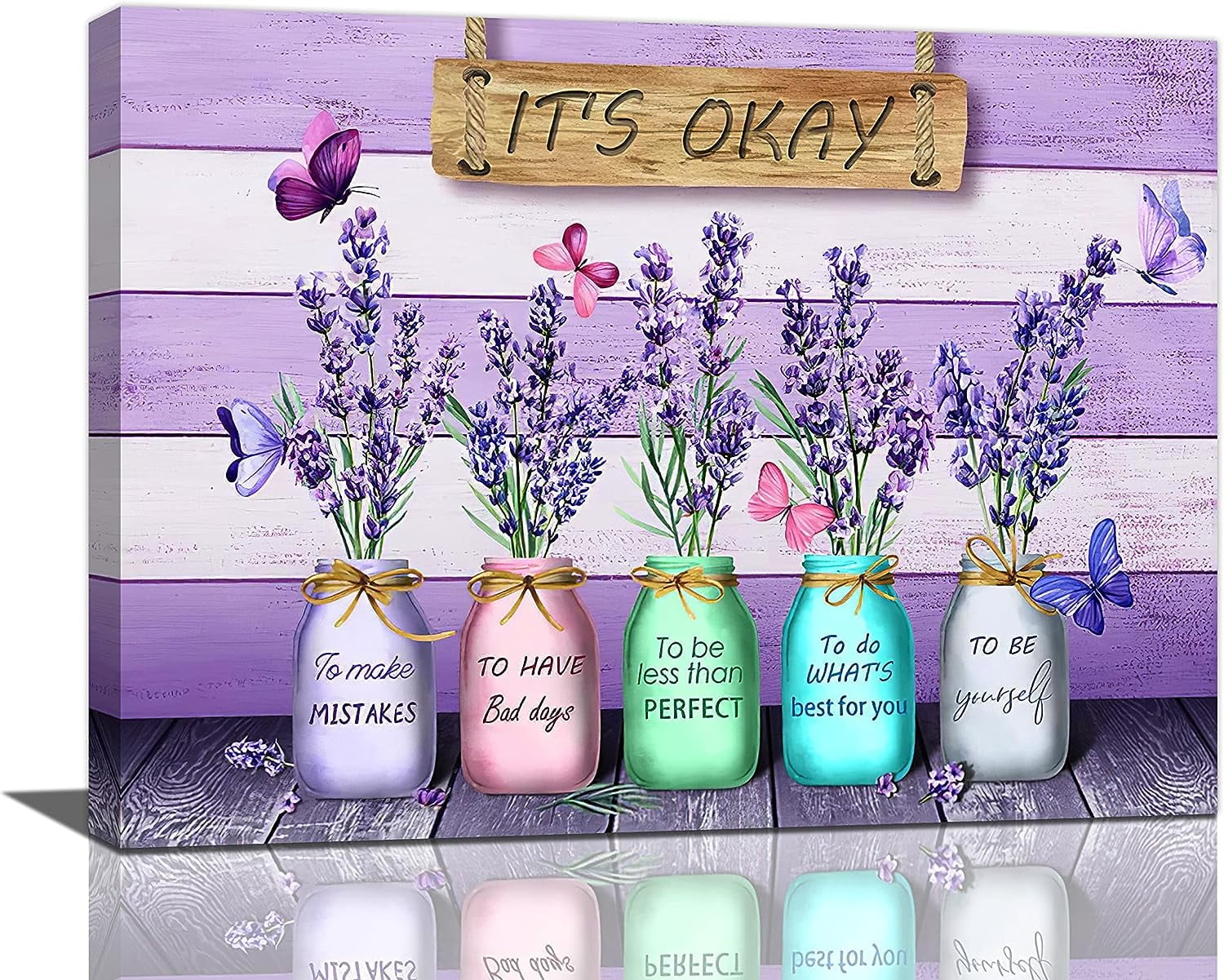 AatoeaX Purple Lavender Bathroom Wall Art Farmhouse Lavender Flower ...