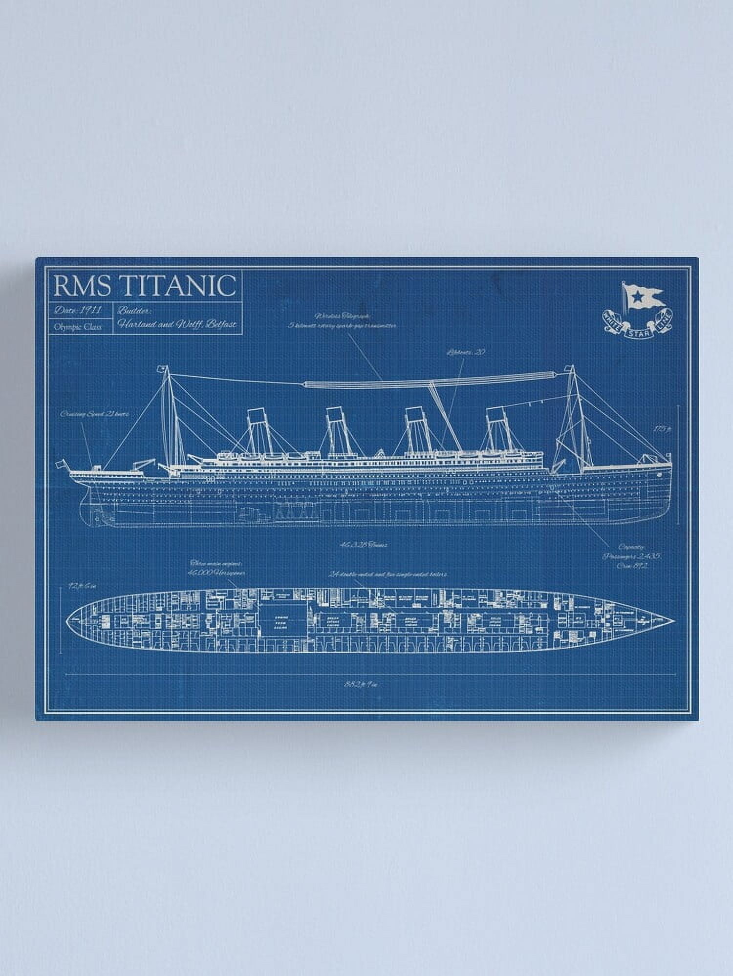 AatoeaX RMS Titanic - Blueprint Canvas Print Modern Wall Art Canvas ...