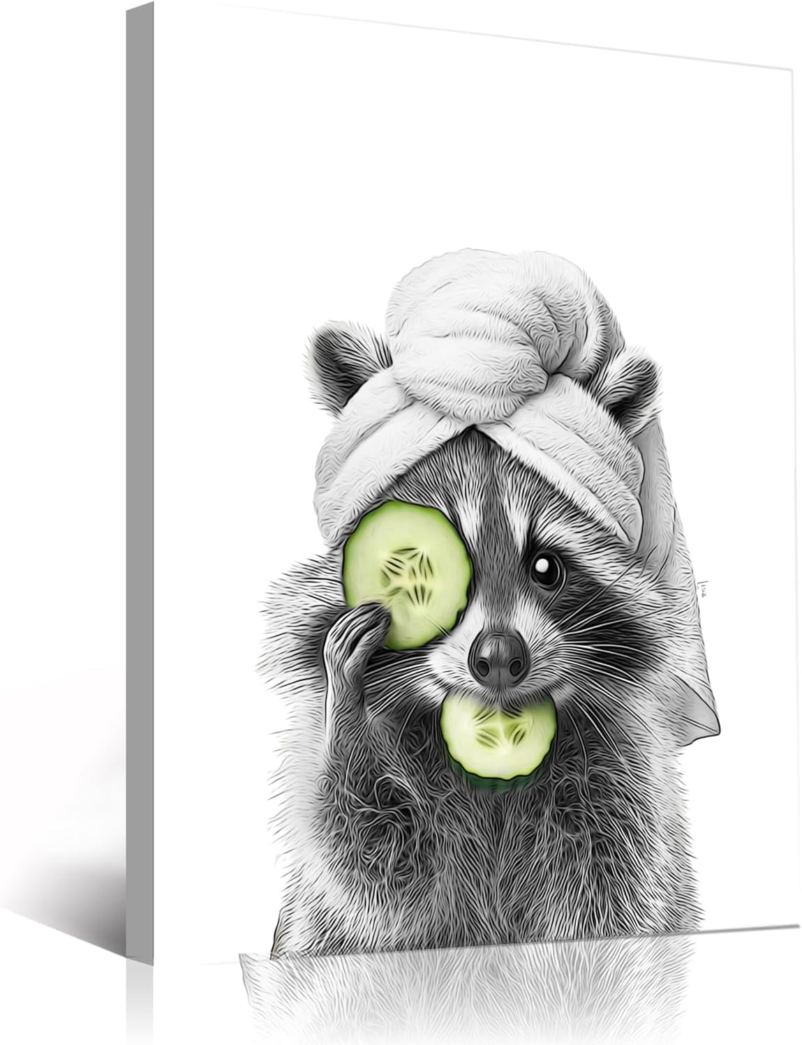 AatoeaX Raccoon Bathroom Decor Wall Art,Raccoon Biting into Cucumber ...