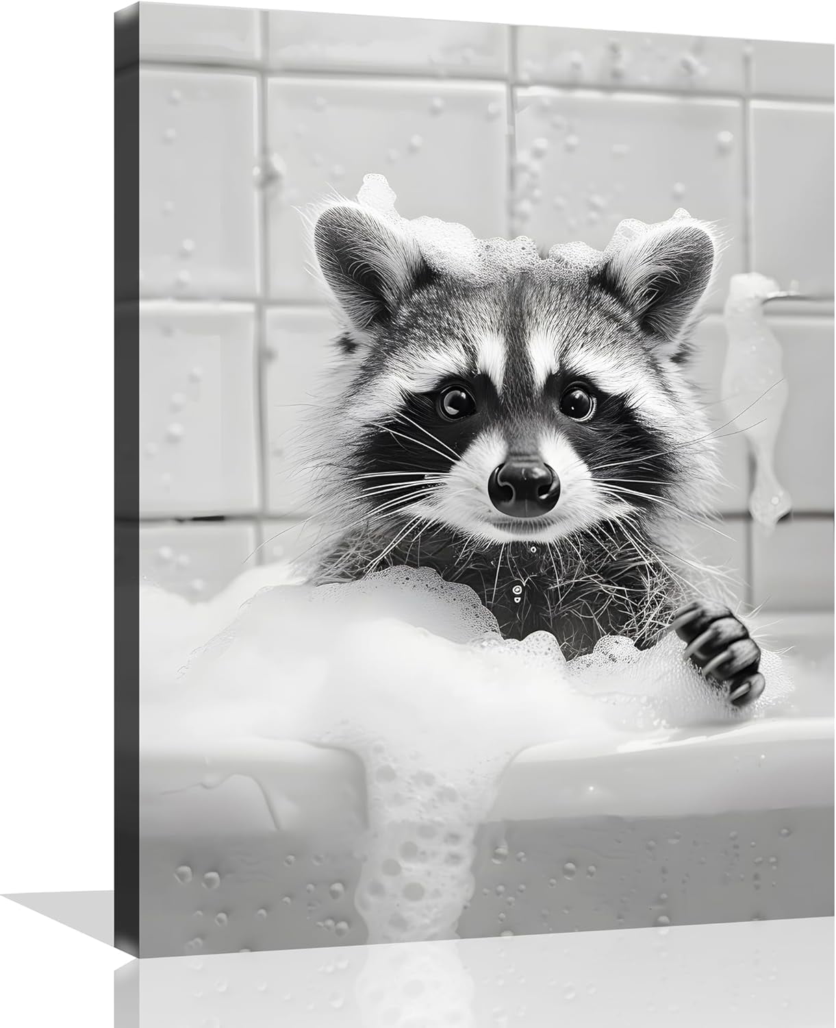 AatoeaX Raccoon Bathroom Wall Art Raccoon in The Bathtub Painting Funny ...