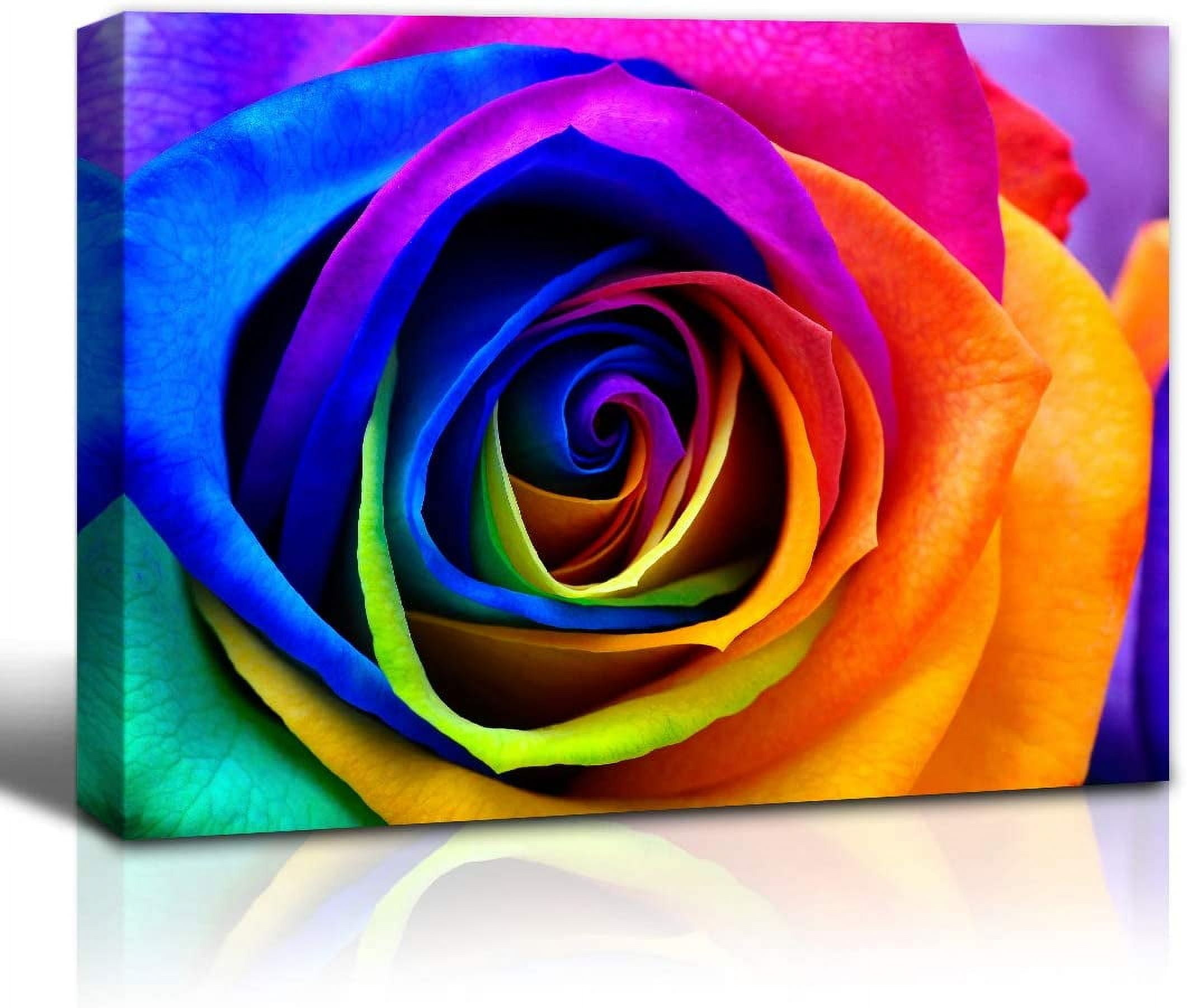 AatoeaX Rainbow Rose Print on Canvas Wall Art Colorful Rose Painting ...