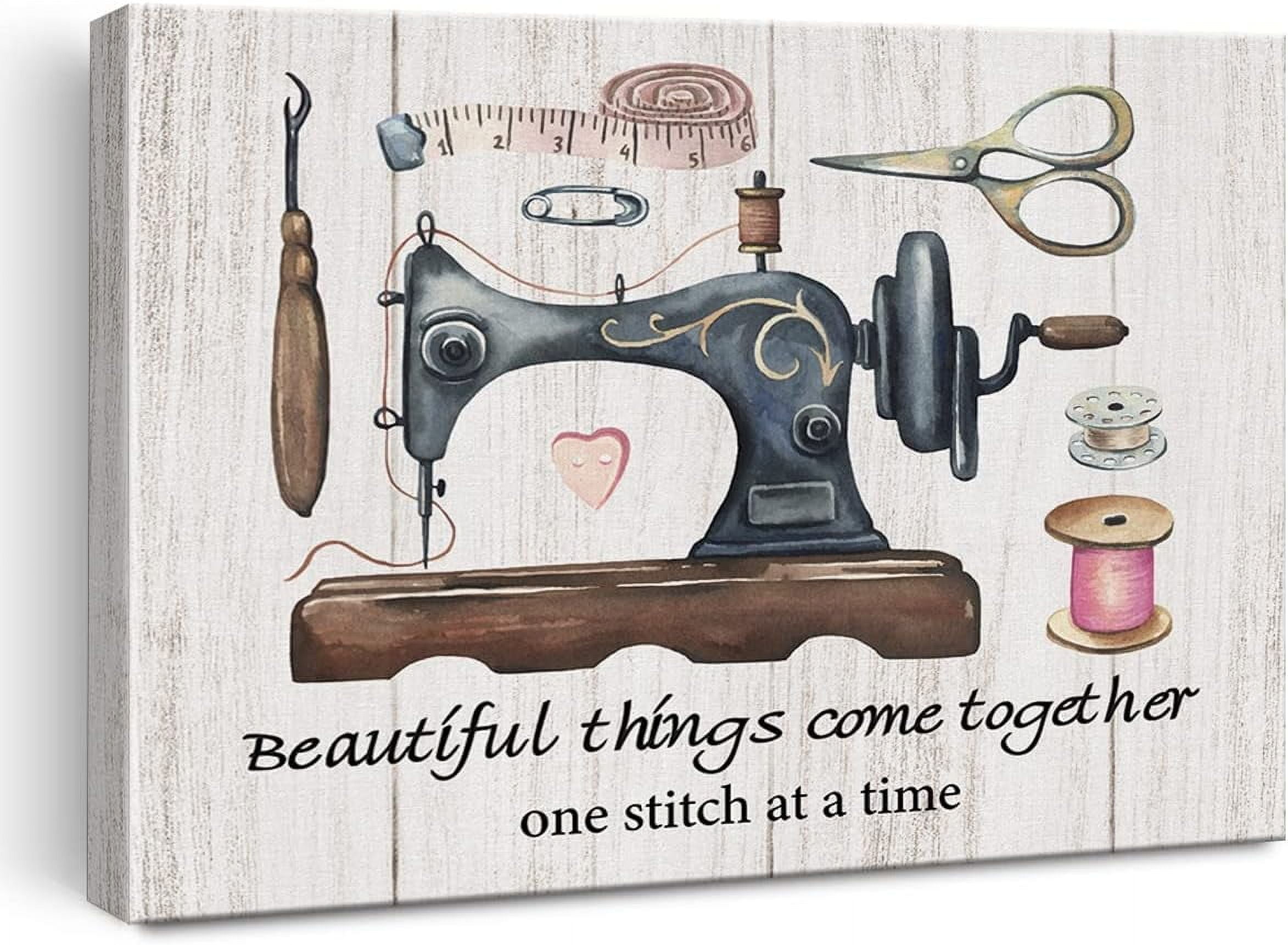 AatoeaX Retro Sewing Machine Art Wall Decor Beautiful Things Come ...