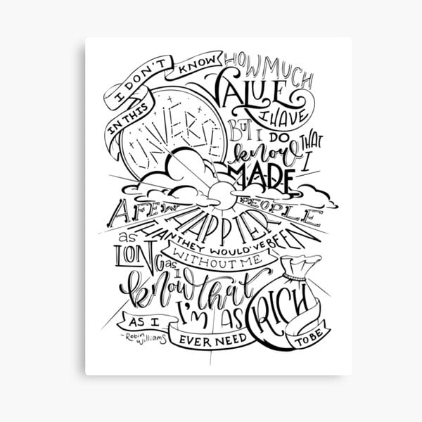 AatoeaX Robin Williams Quote Hand Lettered Canvas Print Modern Wall Art ...