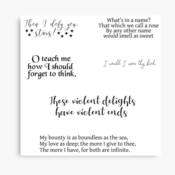 AatoeaX Romeo and Juliet iconic quotes Canvas Print Modern Wall Art ...