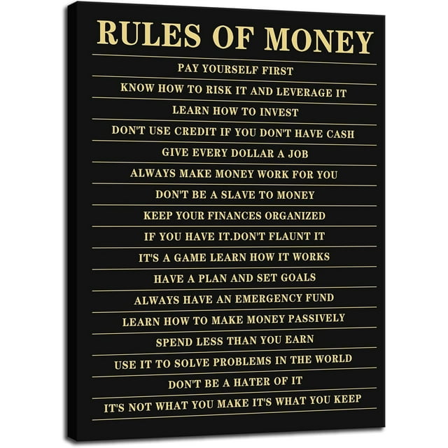 AatoeaX Rules of Money Motivational Office Poster Modern Canvas Prints ...