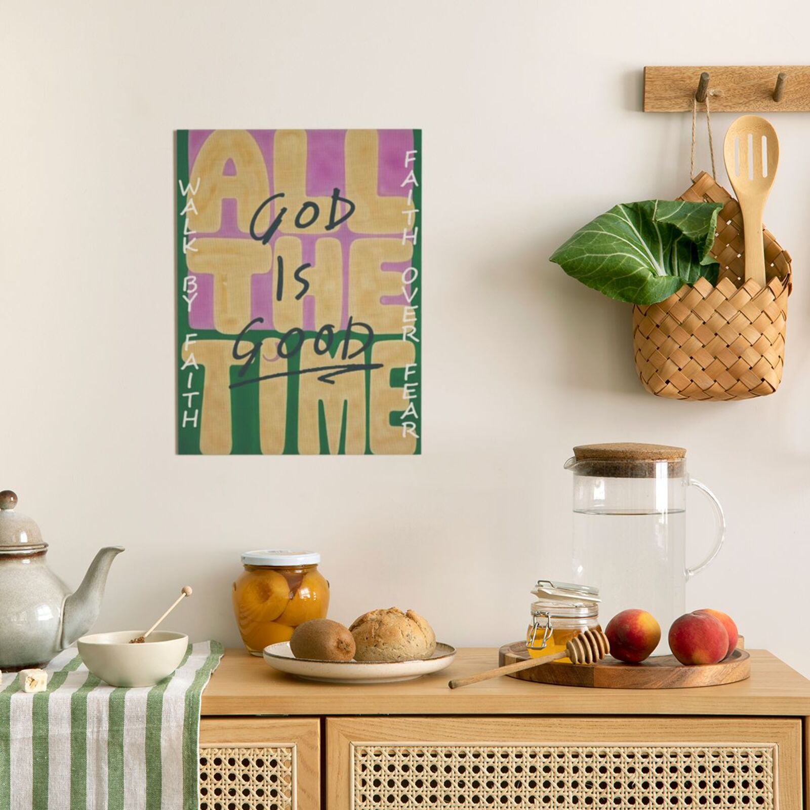 AatoeaX Rustic "Follow the Word" Cow Scroll, Linen Canvas, Vintage ...