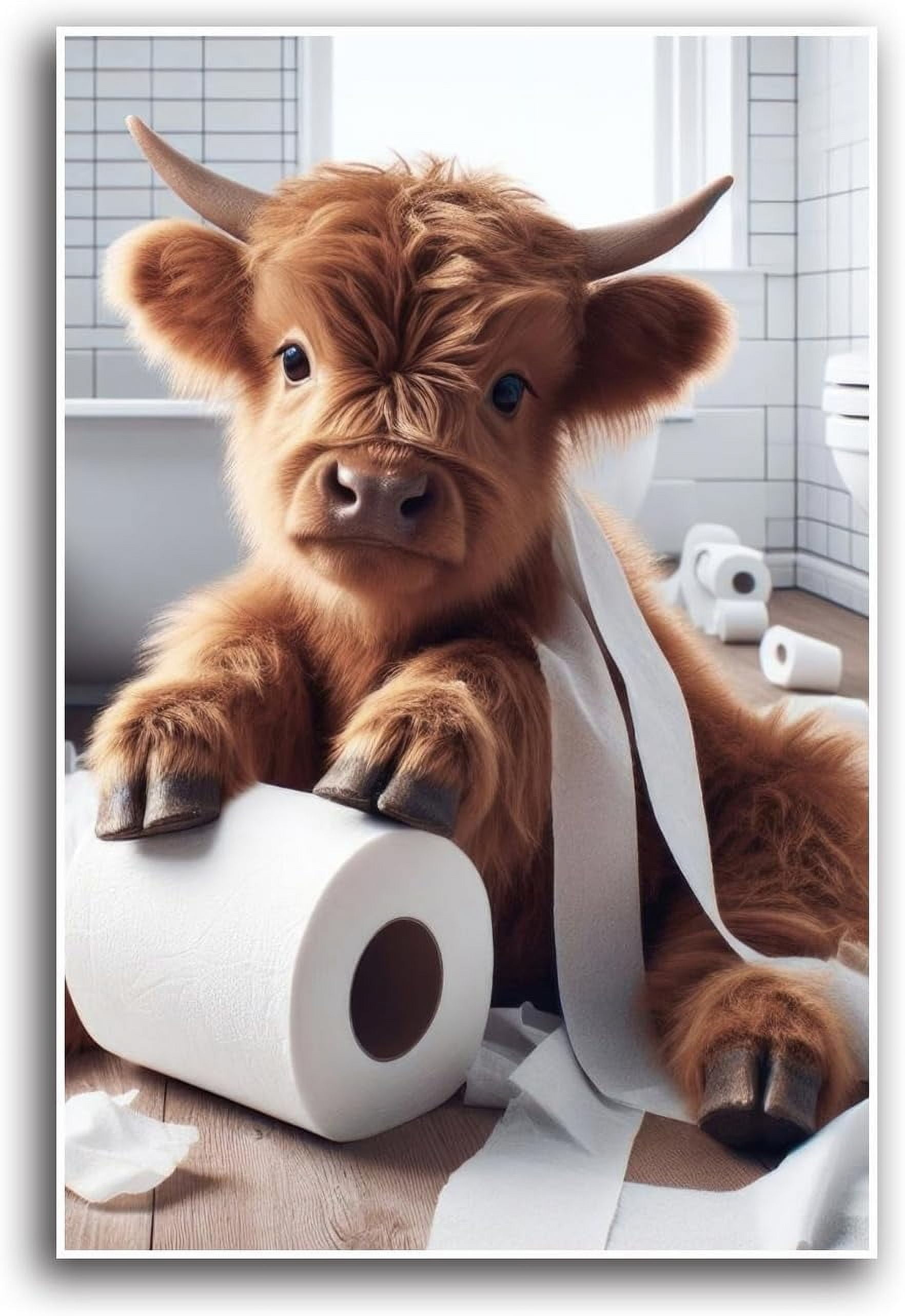 AatoeaX Scottish Highland Cow Bathroom Print Funny Cow Bathroom Wall ...